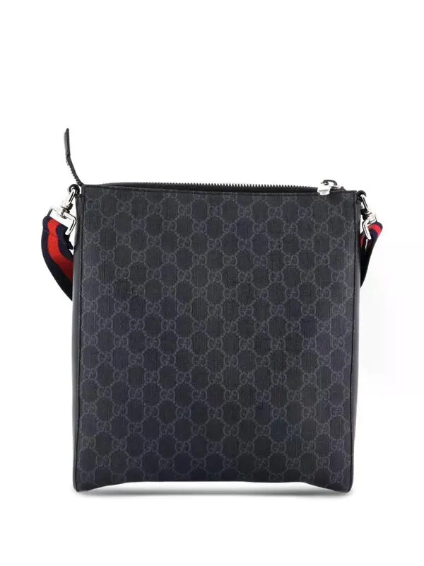 Gucci Gg Coated Canvas Web Strap Front Zip Messenger Bag