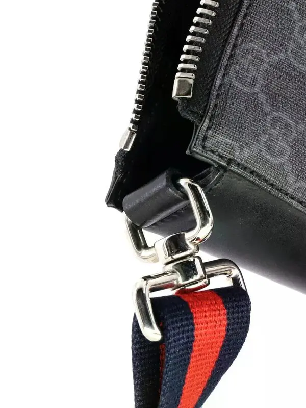 Gucci Gg Coated Canvas Web Strap Front Zip Messenger Bag
