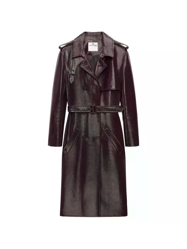 COURREGES Vinyl Double-breasted Trench Coat - Red