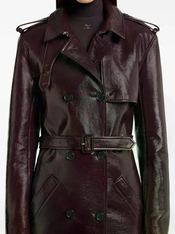 COURREGES Vinyl Double-breasted Trench Coat