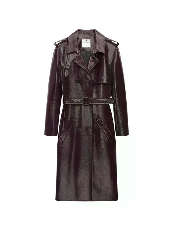 COURREGES Vinyl Double-breasted Trench Coat - Red