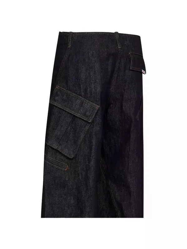 SELF-PORTRAIT Barrel-leg Cargo Jeans - Blue