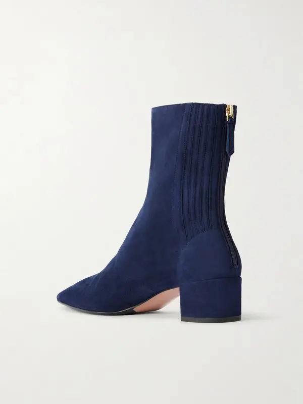 AQUAZZURA Saint Honoré 35 Suede Ankle Boots - Blue