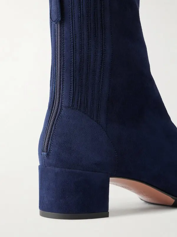 AQUAZZURA Saint Honoré 35 Suede Ankle Boots - Blue