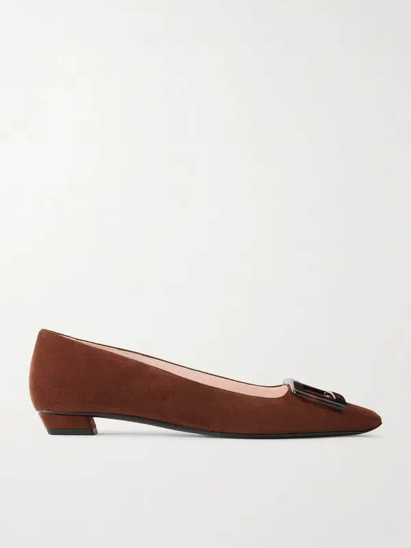 ROGER VIVIER Belle Vivier Suede Ballet Flats - Brown