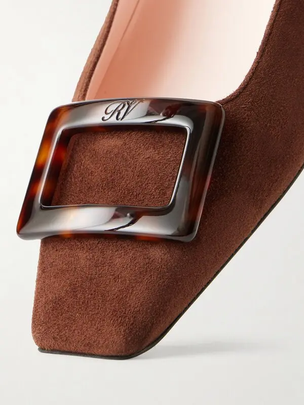 ROGER VIVIER Belle Vivier Suede Ballet Flats - Brown