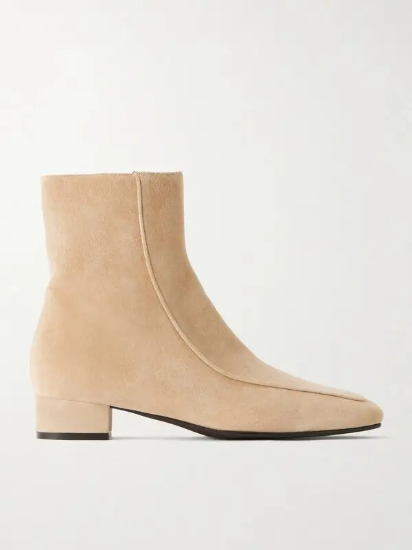 HERBERT LEVINE Shadow Ban Suede Zip Up Block Heel Boots