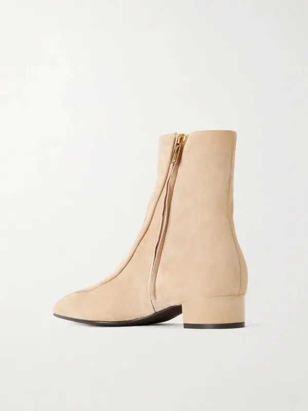 HERBERT LEVINE Shadow Ban Suede Zip Up Block Heel Boots