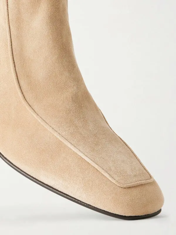 HERBERT LEVINE Shadow Ban Suede Zip Up Block Heel Boots