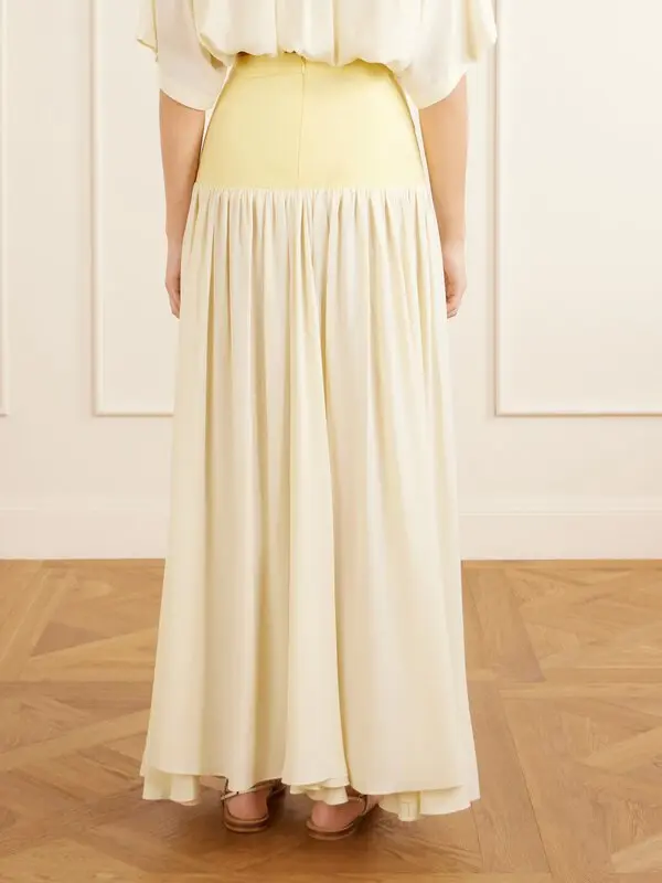 Rabanne Cotton And Crepe Maxi Skirt With Metallic Accents
