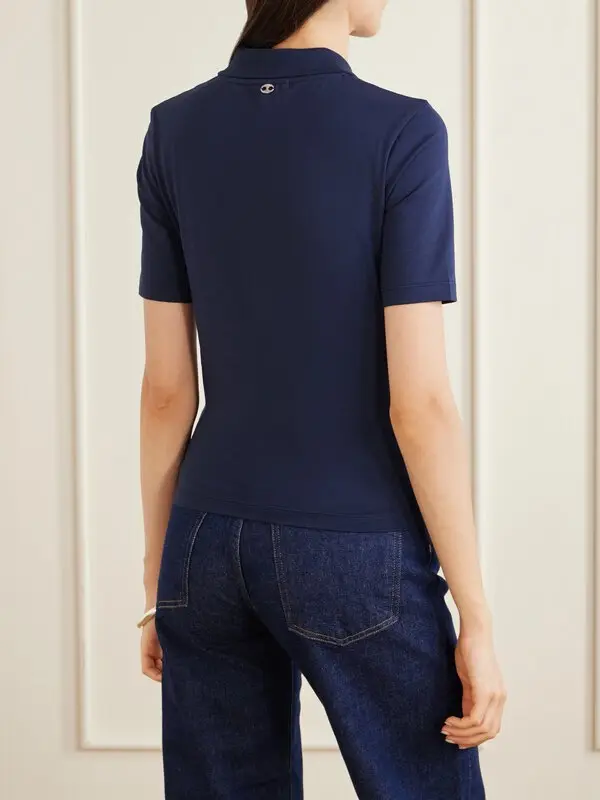 Rabanne Embellished Cotton-blend Polo Shirt - Blue