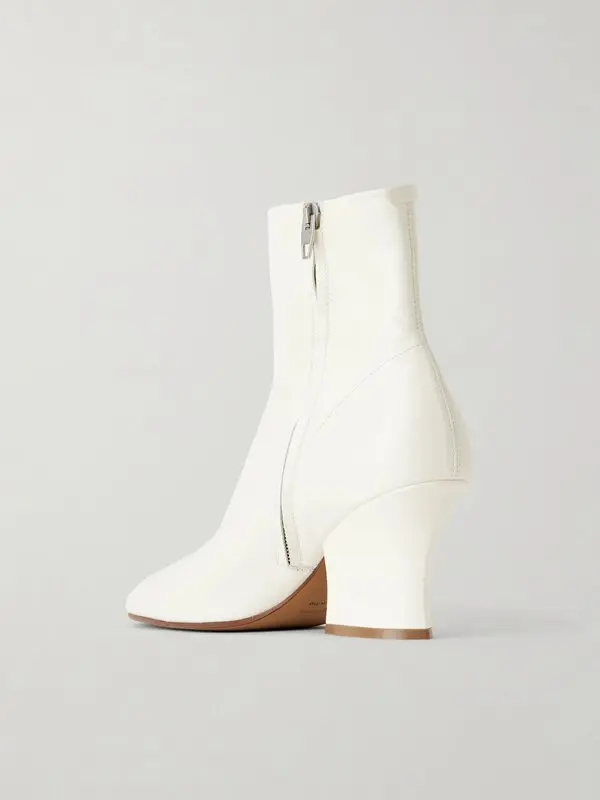 JIL SANDER Lune Sculptural Block Heel Leather Ankle Boots