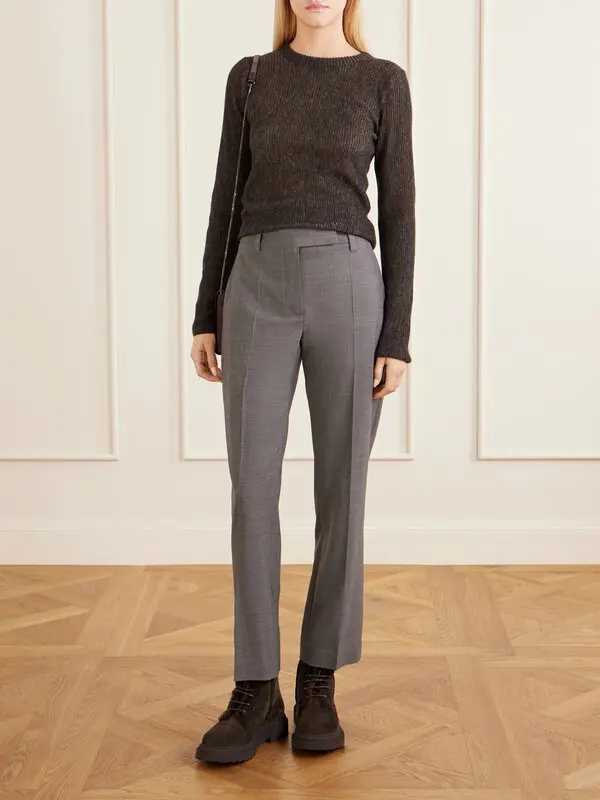 Brunello Cucinelli Tapered Wool-blend Straight-leg Pants