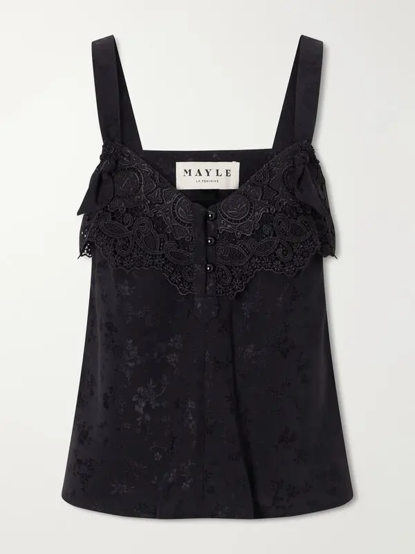 Maison Mayle Cabane Floral-jacquard Silk Top