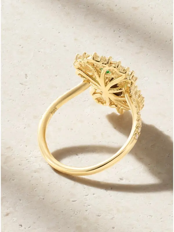 SUZANNE KALAN 18-karat Gold Emerald And Opal Ring