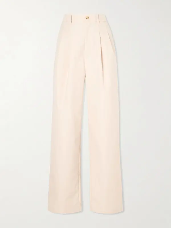 Wardrobe.NYC Pleated Cotton-blend Wide-leg Trousers - Pink