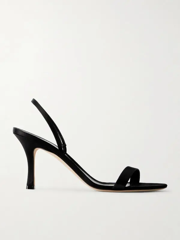 THE ROW Ella Satin Slingback Sandals - Black