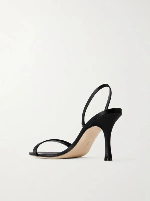 THE ROW Ella Satin Slingback Sandals - Black
