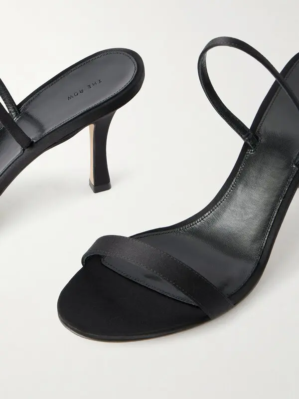 THE ROW Ella Satin Slingback Sandals - Black
