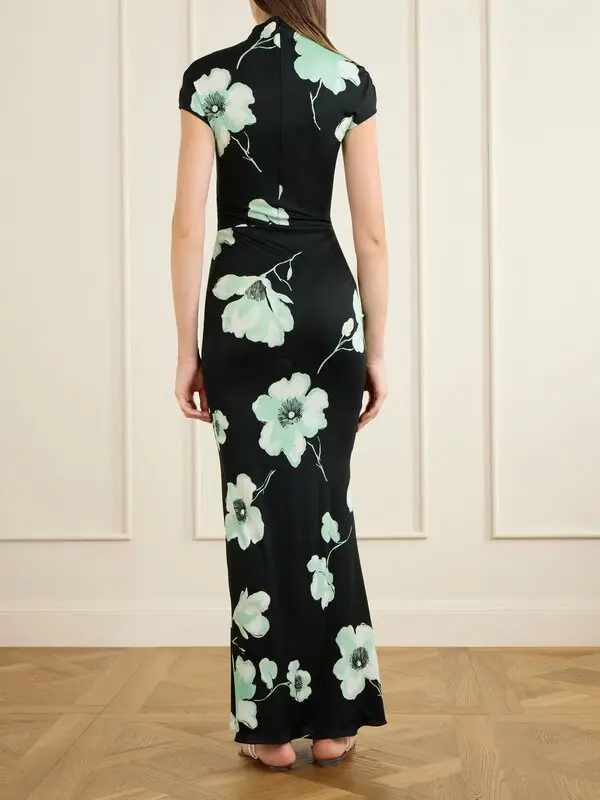 Alaïa Floral-print Jersey Maxi Dress