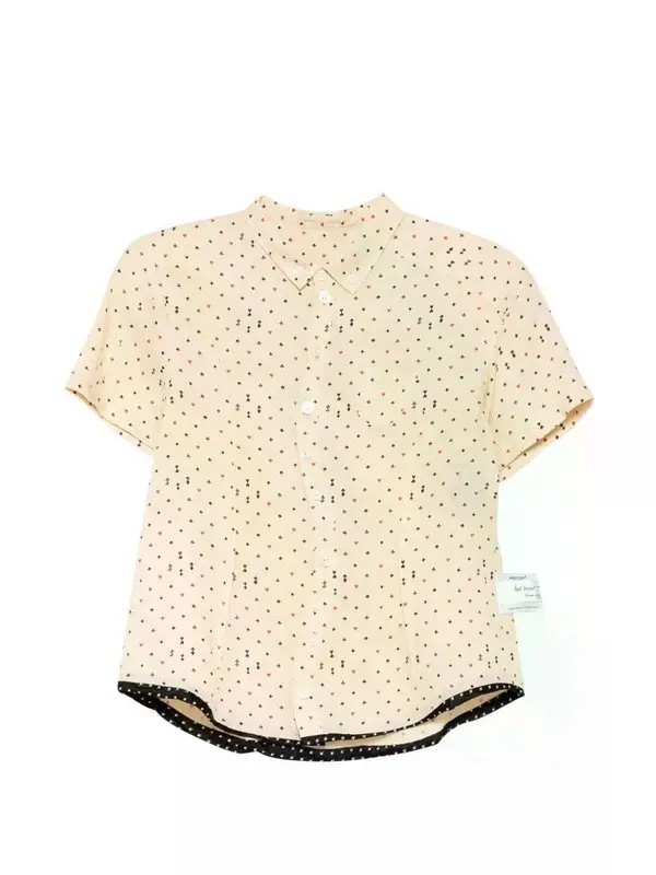 Undercover Playing Card Print Short Sleeve Shirt - Neutrals