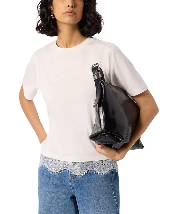 Whistles Lace Trim Detail T-shirt - Ivory