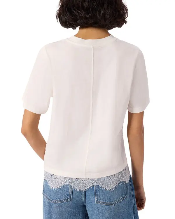 Whistles Lace Trim Detail T-shirt - Ivory