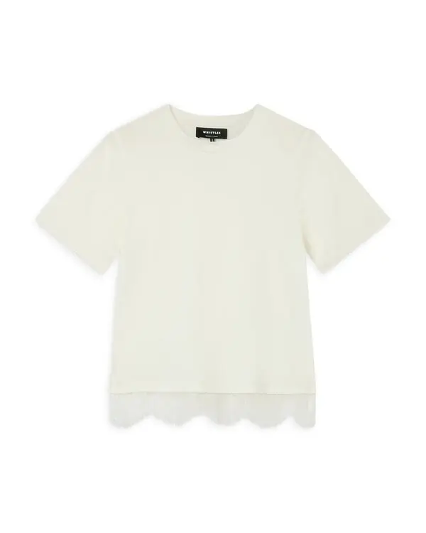 Whistles Lace Trim Detail T-shirt - Ivory