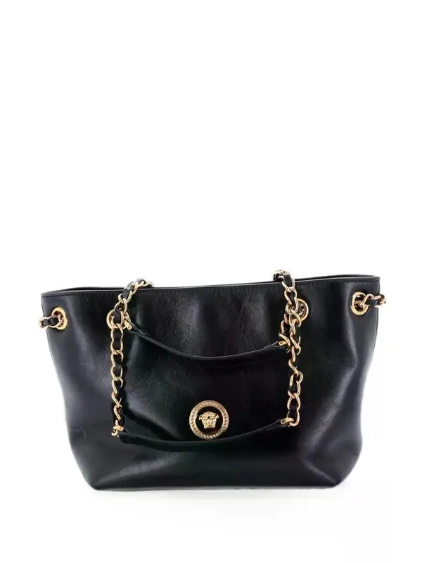 Versace Medusa Icon Chain Leather Mini Tote Bag - Black