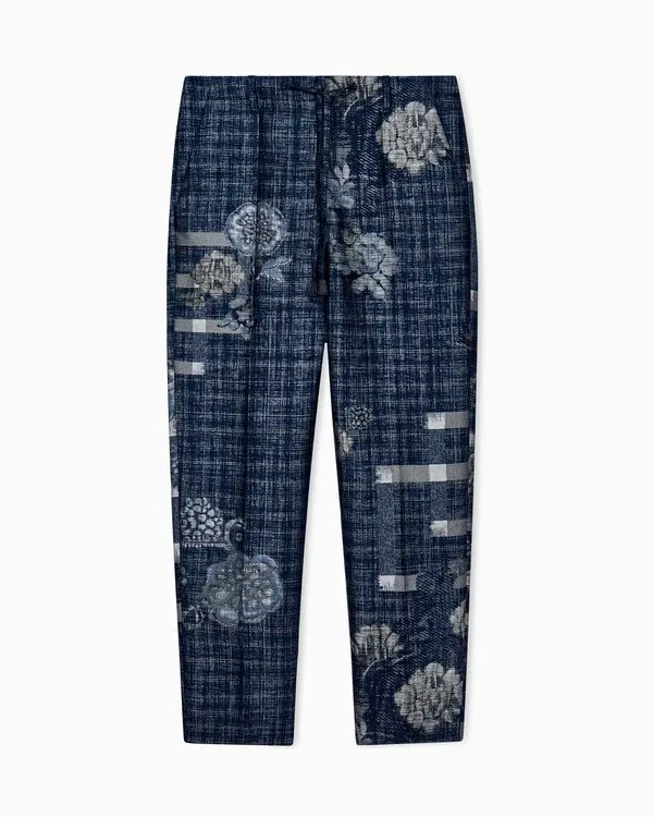 Giorgio Armani Straight Leg Floral Jacquard Trousers