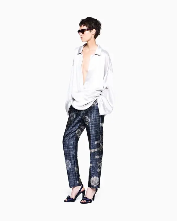 Giorgio Armani Straight Leg Floral Jacquard Trousers