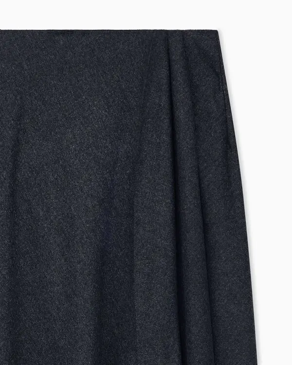 Giorgio Armani Long Flannel Wool And Cashmere Skirt With Side Drape