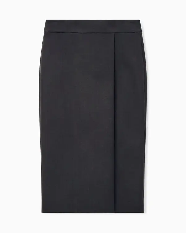 Giorgio Armani Slim Fit Wrap Skirt In Double Stretch Wool - Grey