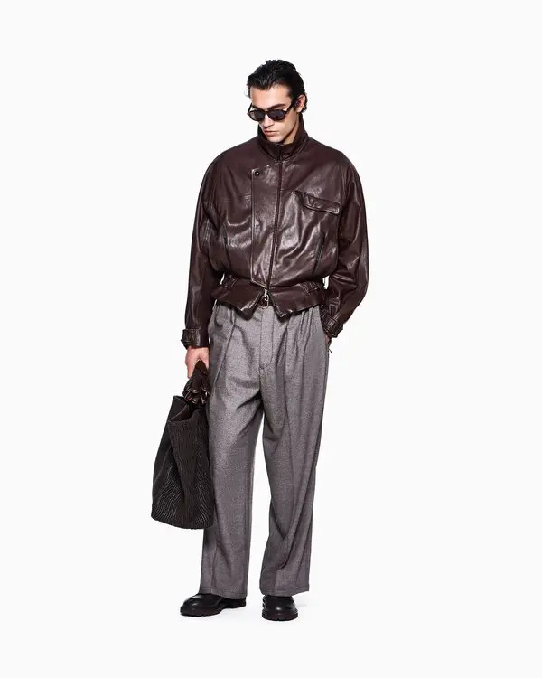 Giorgio Armani Virgin Wool & Cashmere Denim-effect Oversized Trousers