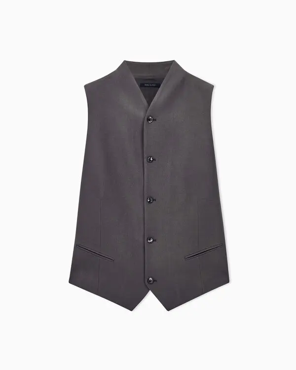 Giorgio Armani Regular Fit Waistcoat In Fluid Virgin Wool - Grey