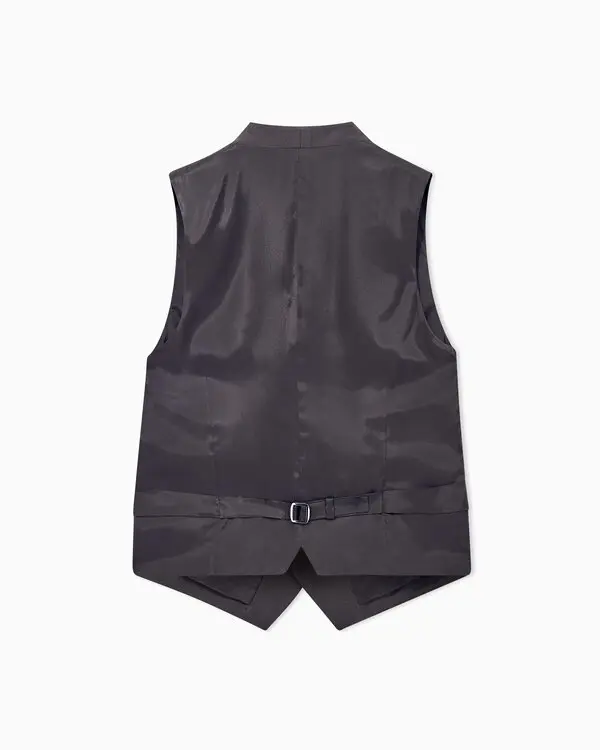 Giorgio Armani Regular Fit Waistcoat In Fluid Virgin Wool - Grey