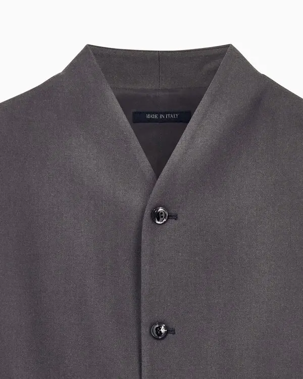 Giorgio Armani Regular Fit Waistcoat In Fluid Virgin Wool - Grey