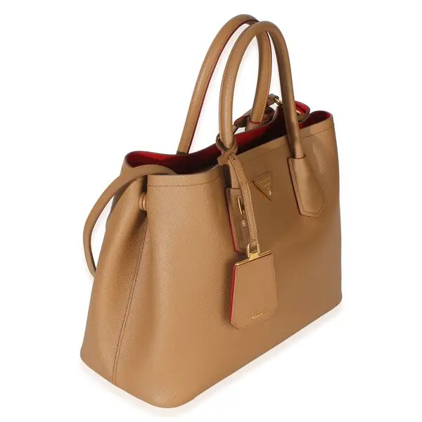Prada Caramel Red Saffiano Cuir Tote
