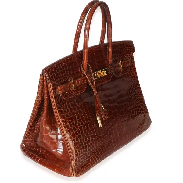 Hermès Miel Porosus Crocodile Birkin 35 Ghw - Brown