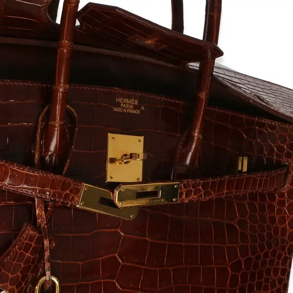 Hermès Miel Porosus Crocodile Birkin 35 Ghw - Brown