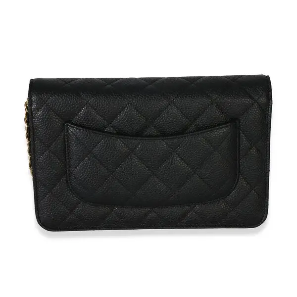 Chanel Quilted Caviar Classic Wallet On Chain - Black