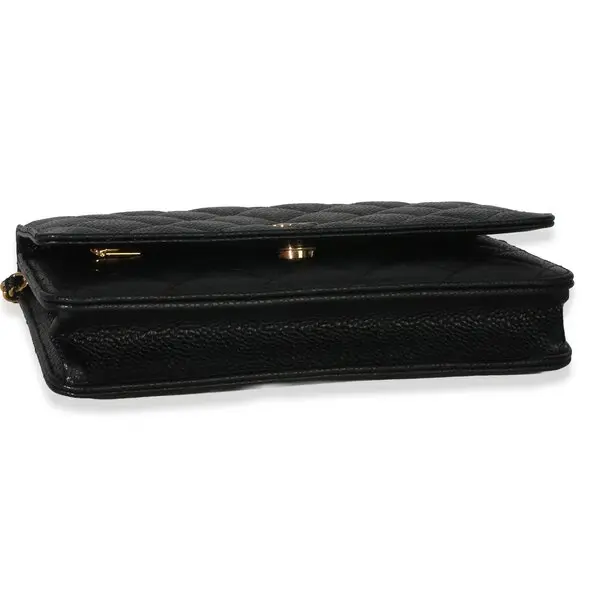 Chanel Quilted Caviar Classic Wallet On Chain - Black