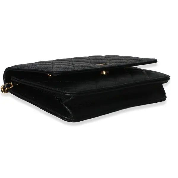 Chanel Quilted Caviar Classic Wallet On Chain - Black