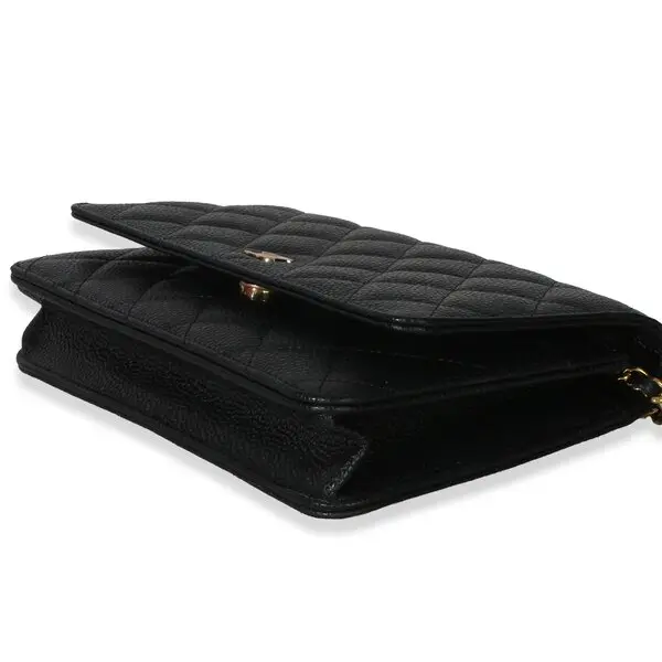 Chanel Quilted Caviar Classic Wallet On Chain - Black