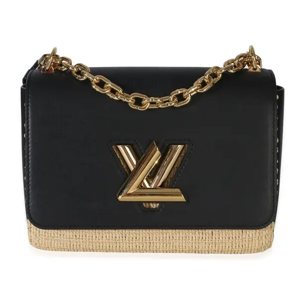 LOUIS VUITTON Calfskin Raffia Twist Shoulder Bag Mm - Black