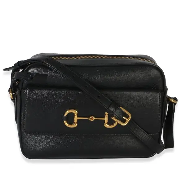 Gucci Textured Calfskin Horsebit 1955 Shoulder Bag - Black