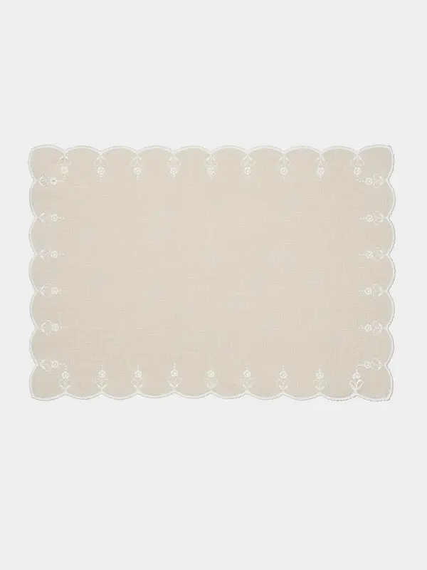 Borgo Delle Tovaglie Carlotta Linen Placemat In Sea Salt And Ivory - Beige