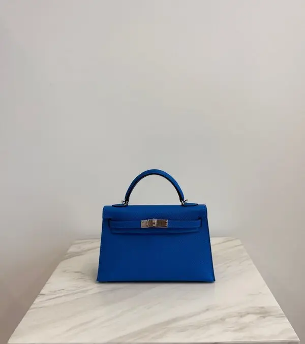 Hermès Mini Kelly Bleu Hydra Epsom Palladium Hardware