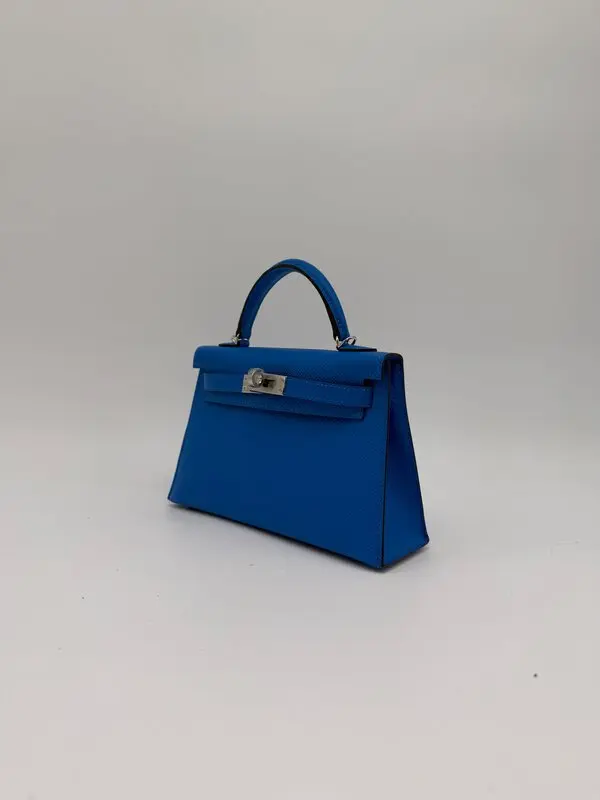 Hermès Mini Kelly Bleu Hydra Epsom Palladium Hardware