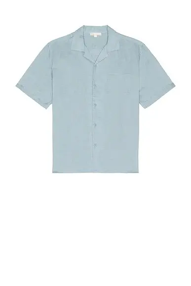 Onia Air Linen Convertible Vacation Shirt - Lagoon